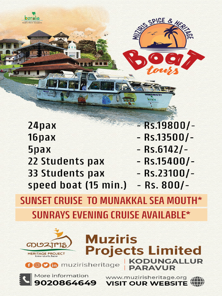 Muziris Tour Packages and Convention Centre Details | PDF
