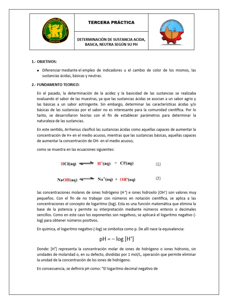 Practica 3 Determinación de Una Sustancia Acida - Basica | PDF | Ácido | Ph
