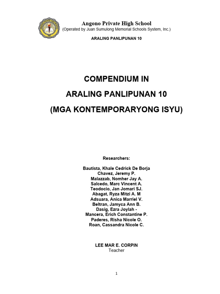 Araling Panlipunan 10: Contemporary Issues | PDF | Prostitution | Sex Industry