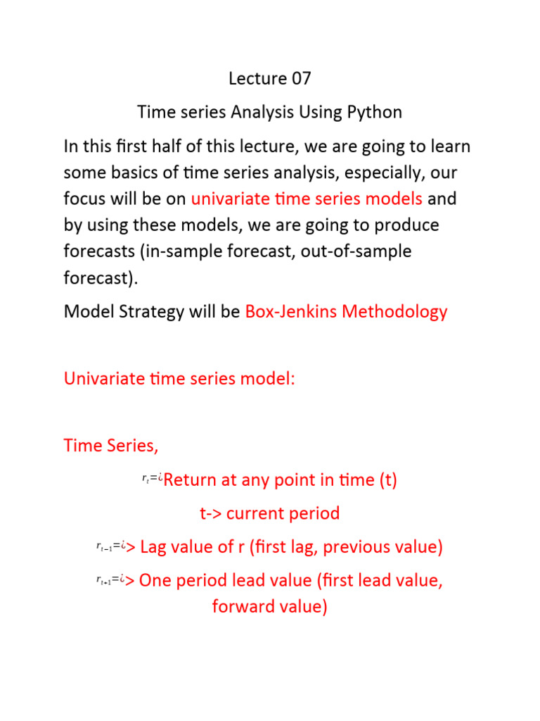 Lecture 07 Word File | PDF | Stationary Process | Time Series