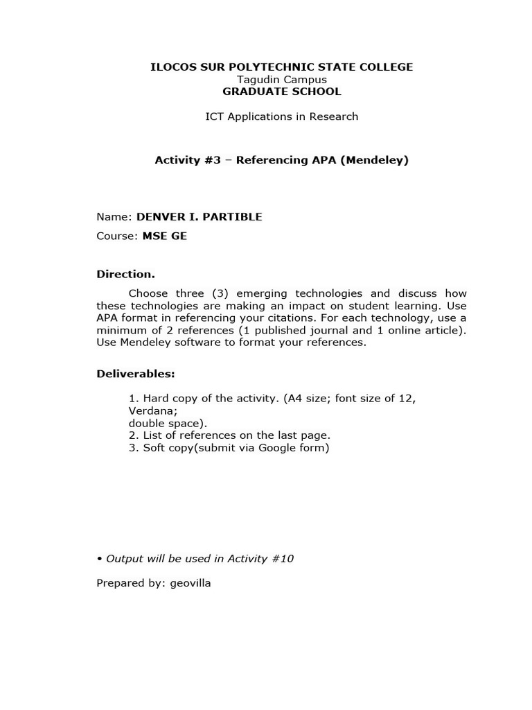 Activity 3 ICT - Denver Partible | PDF | Educational Technology | Learning