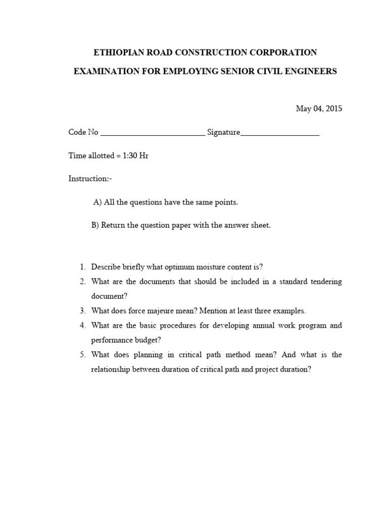 Senior Civil Engineer Exam Guide | PDF | Materials | Building Engineering