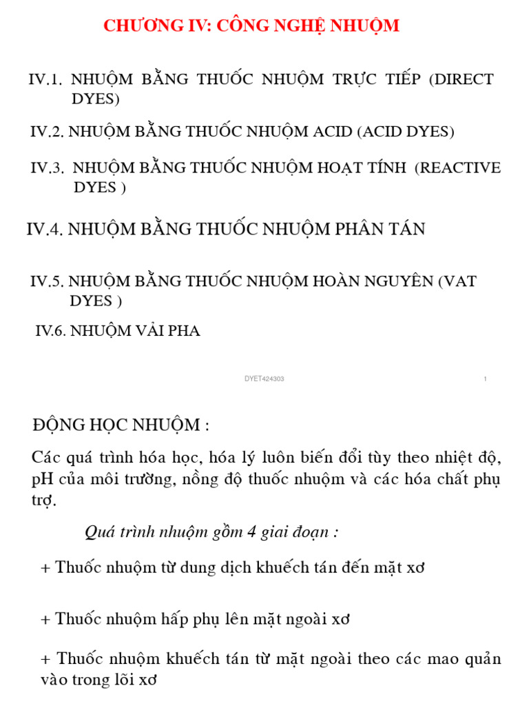 CN Nhuom Chuong IV Congnghenhuom | PDF