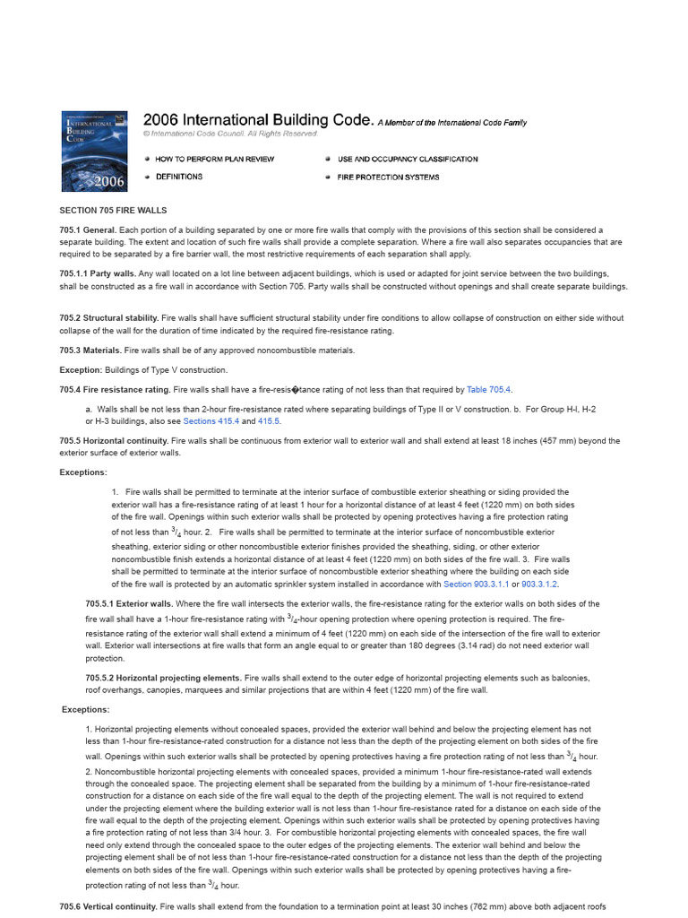 Fire Wall Building Code Guidelines | PDF | Wall | Roof