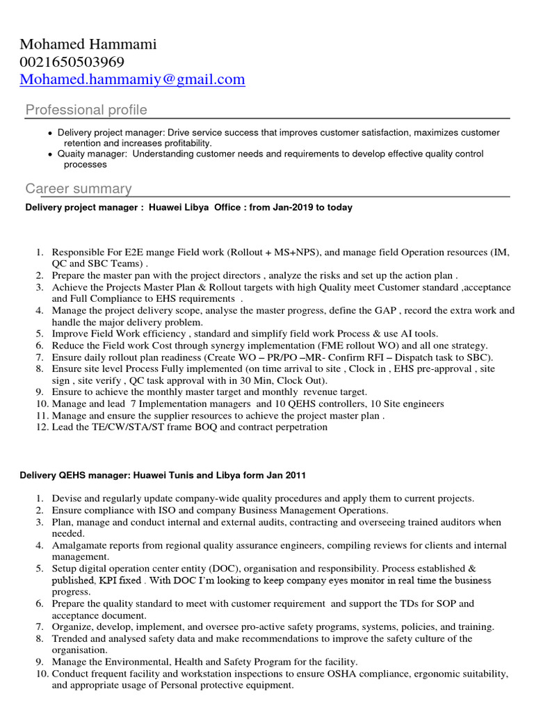 Mohamed Hammami CV-converted1-1-1-1 | PDF | Safety | Iso 9000