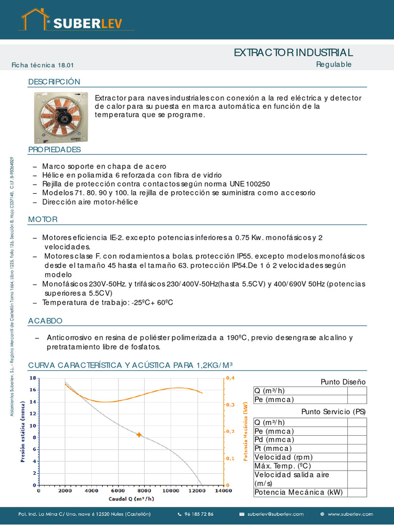 Ficha Tecnica Extractor Industrial | PDF