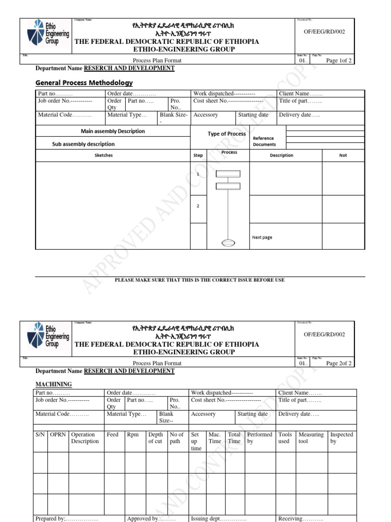 EEG RD 001 Process Plan Format | PDF