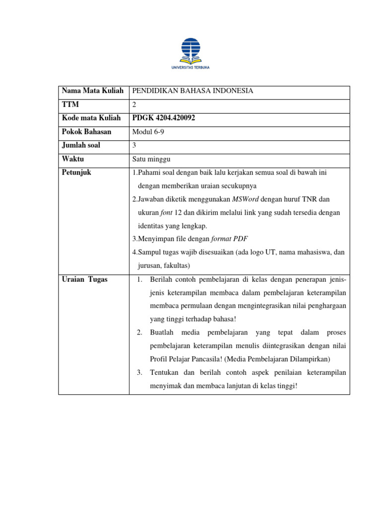 Tugas Wajib II-pend Bhs Indonesia | PDF