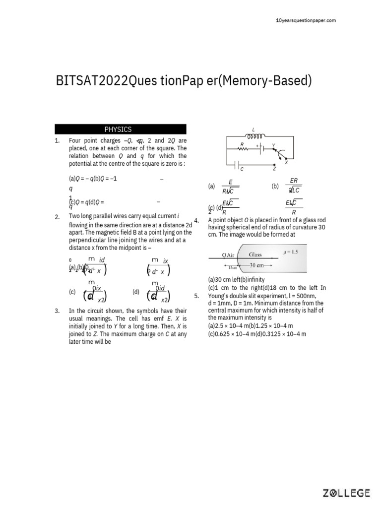 BITSAT 2022 Question Paper PDF | PDF | Aluminium | Materials