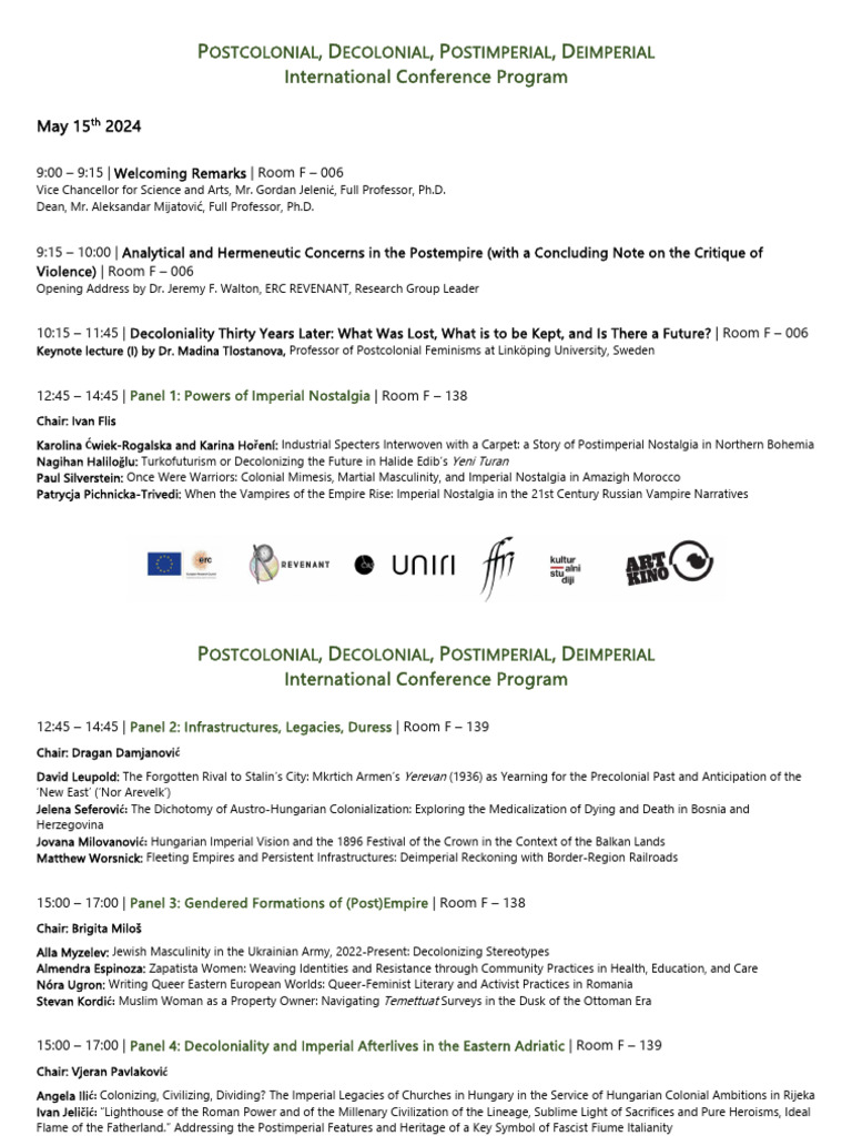 Postcolonial Studies Conference Program | PDF | Postcolonialism ...