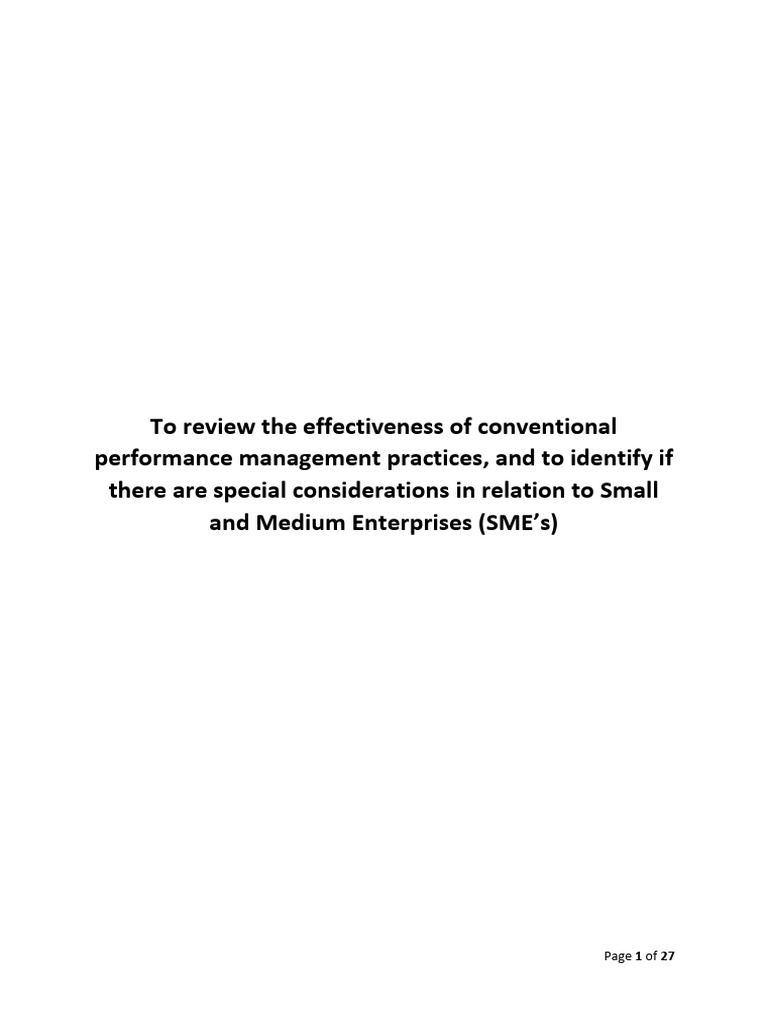 Perfromance Management in SME's - July 2022 | PDF | Performance ...