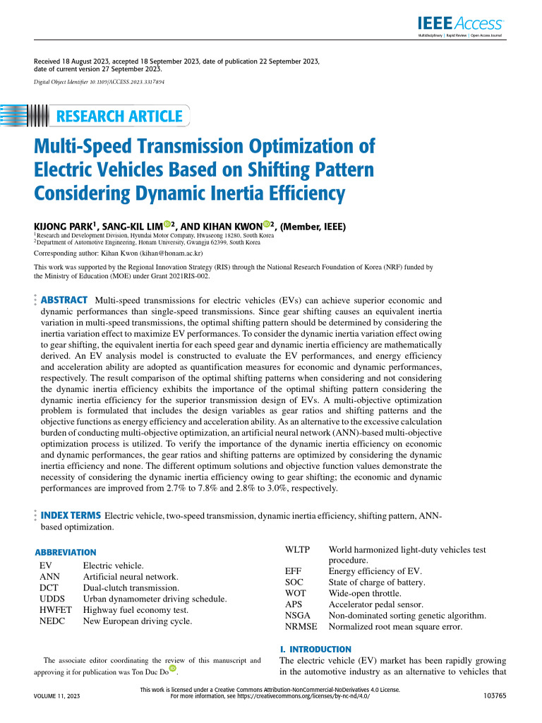 Multi-Speed Transmission Optimization of Electric Vehicles Based On ...