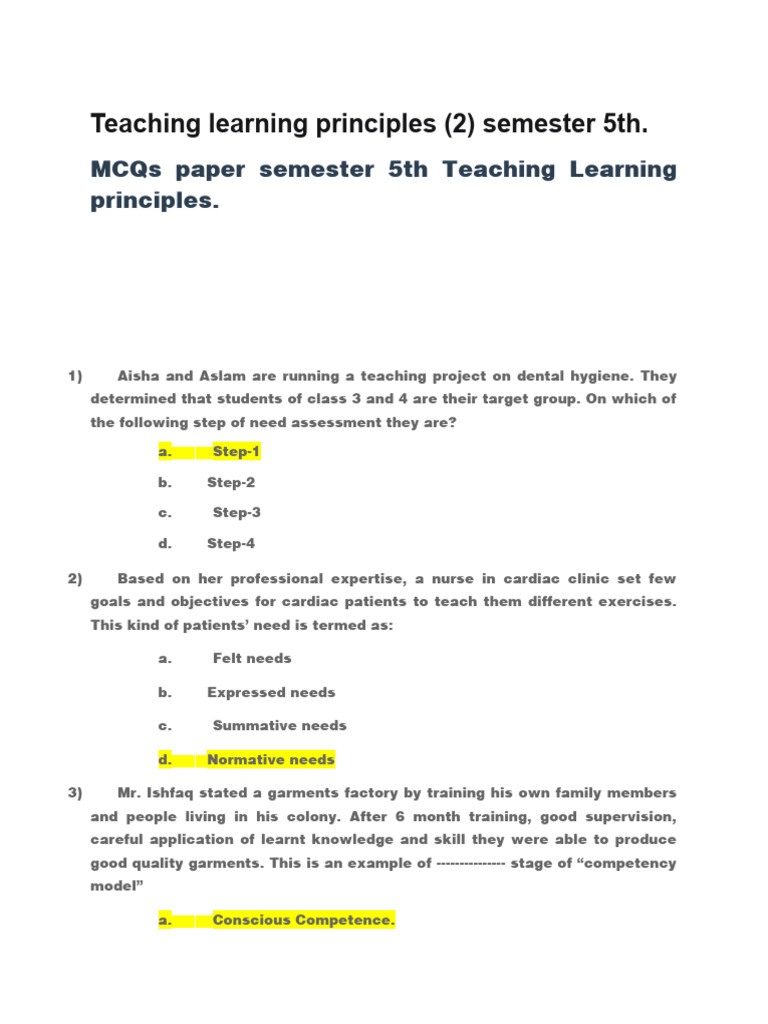 Teaching Learning Principle Semester 5th. | PDF | Learning | Thought