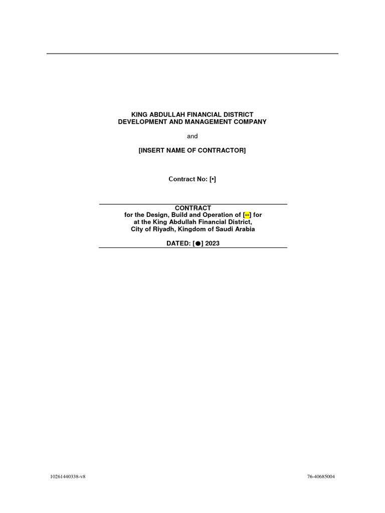 Design Build Operation and Maintenance Contract Proforma - 19.09.23 ...