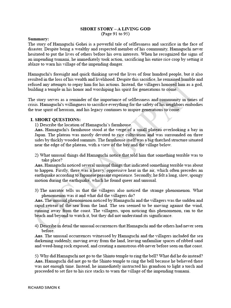 442984769-Short Story 1 - A Living God | PDF