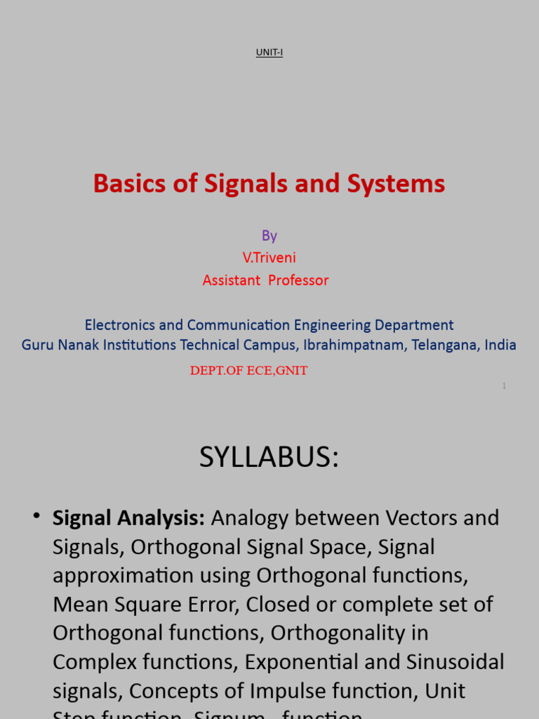 Unit-1 Basics of Signals and Systems | PDF | Discrete Time And Continuous Time | Applied Mathematics