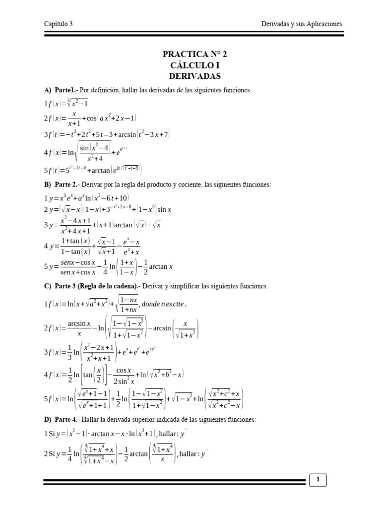 Practica 2 - Derivadas y Aplic | PDF | Análisis matemático | Matemáticas