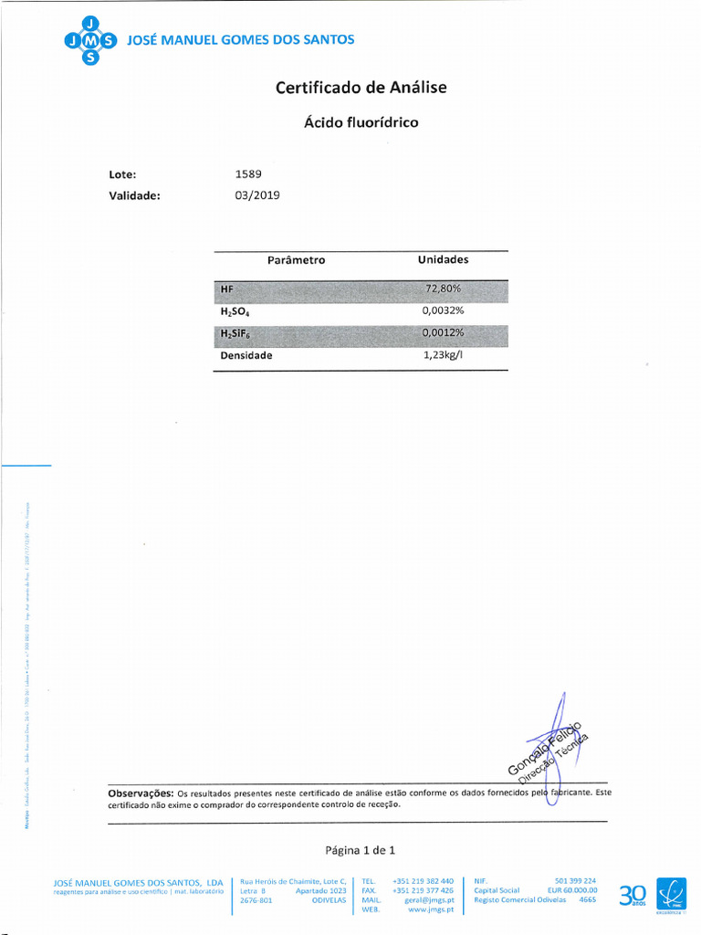 1589 - Acido Fluoridrico | PDF