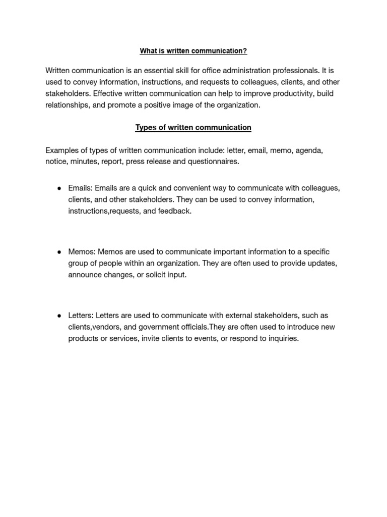 Types of Written Communication | PDF | Communication | Proofreading