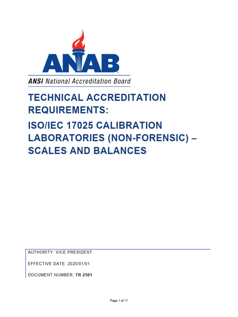 TR 2501 Cal Labs-Scales and Balances-13976-3 | PDF | Calibration | Metrology