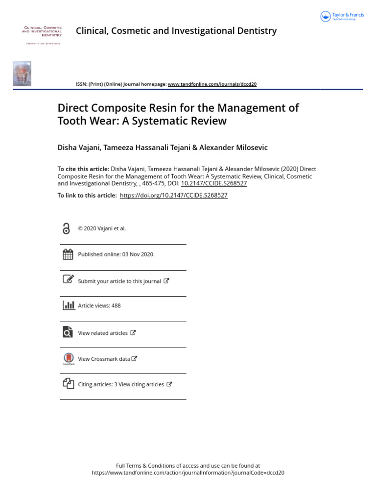 Direct Composite Resin For The Management of Tooth Wear A Systematic Review | PDF | Systematic ...