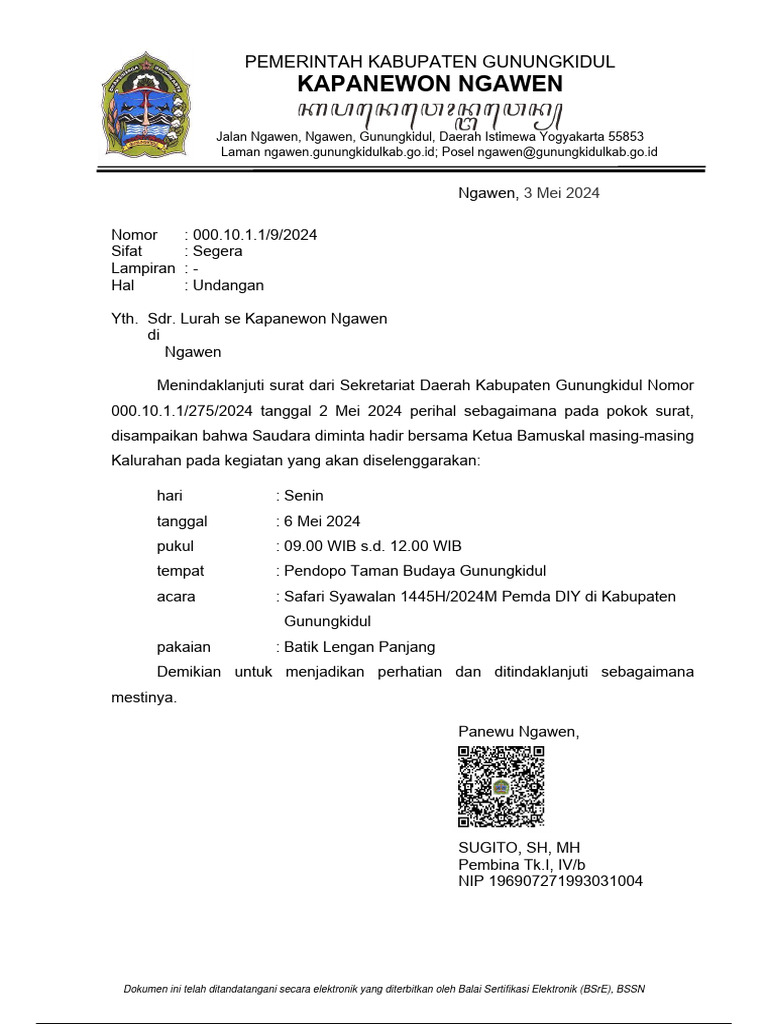 Undangan Safari Syawalan Pemda Diy | PDF