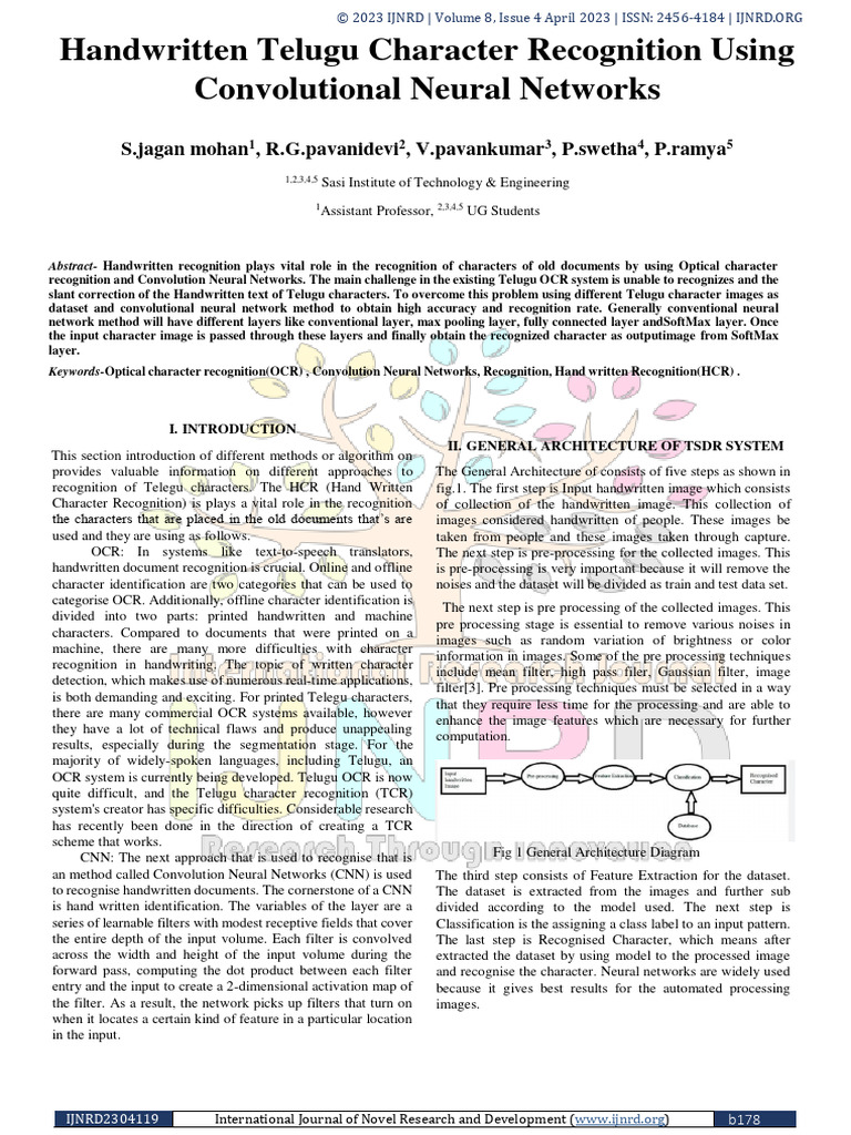 IJNRD2304119 | PDF | Optical Character Recognition | Artificial Neural Network