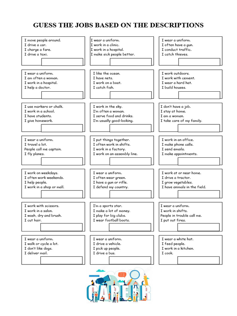 Job Riddles 1 Easy Activities Promoting Classroom Dynamics Group Form ...
