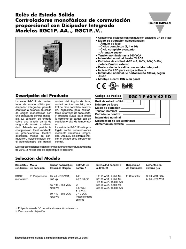 Amplificador de Potencia (Relé de Estado Sólido) RGC1P | Descargar ...