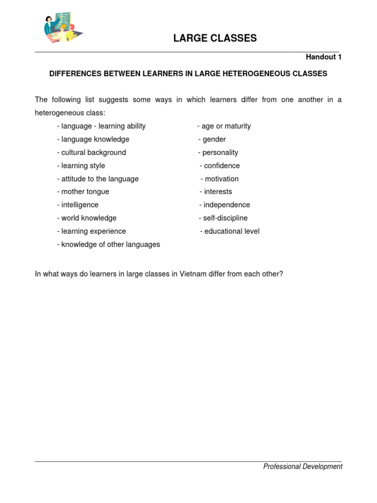Large class_Handout | PDF | Learning | Teachers