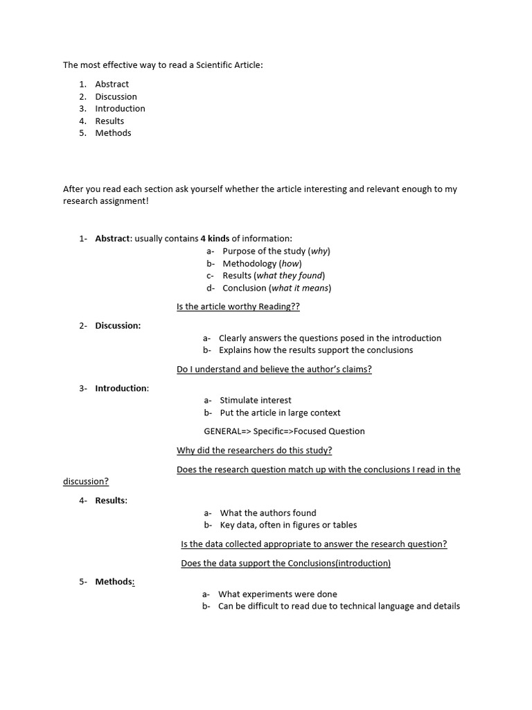 Sceintific Articles Way of Reading | PDF | Scientific Method | Science