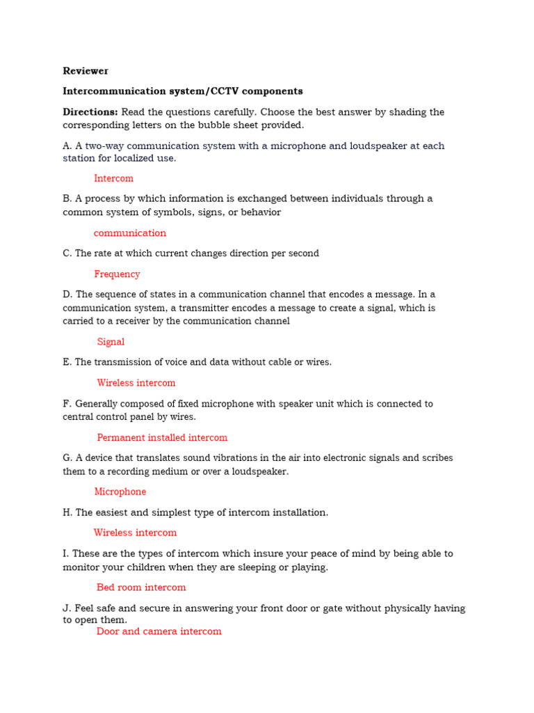 QTR .4 Reviewer | PDF | Closed Circuit Television | Camera