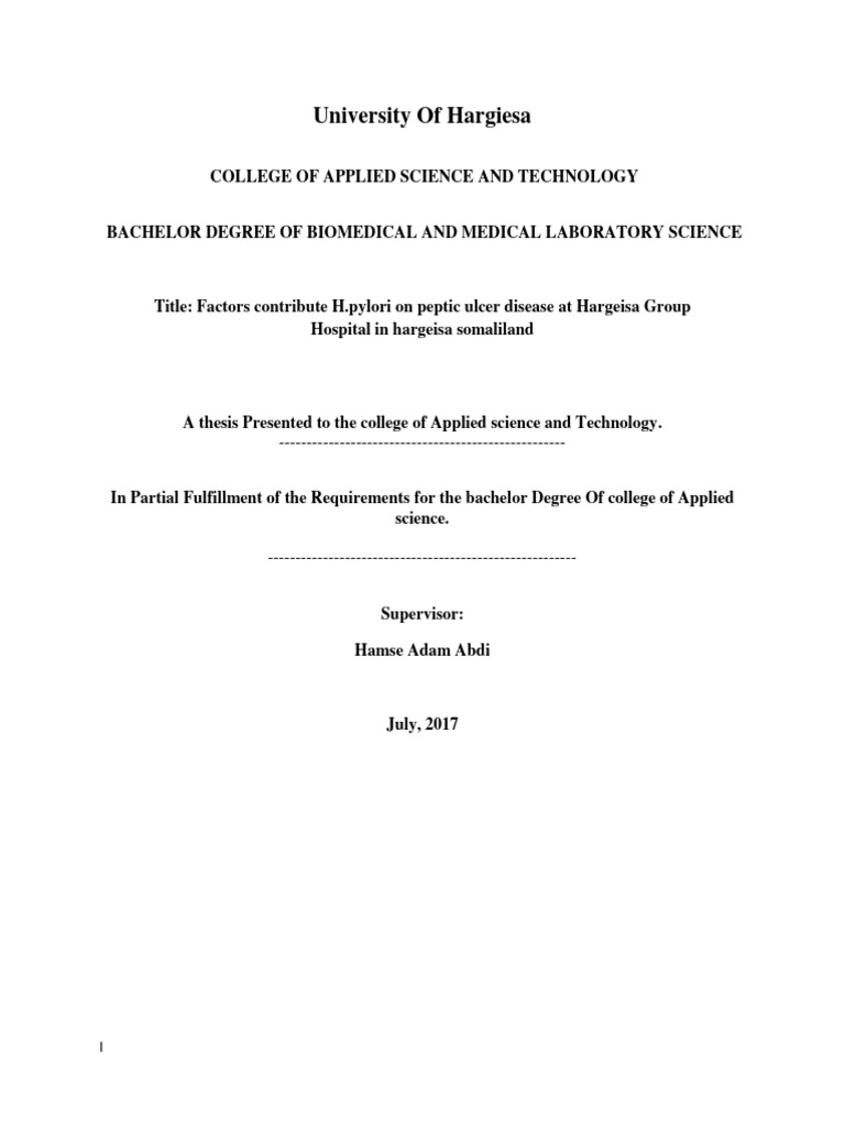 University of Hargeisa Thesis Book Medical Laboratory Gees | PDF ...