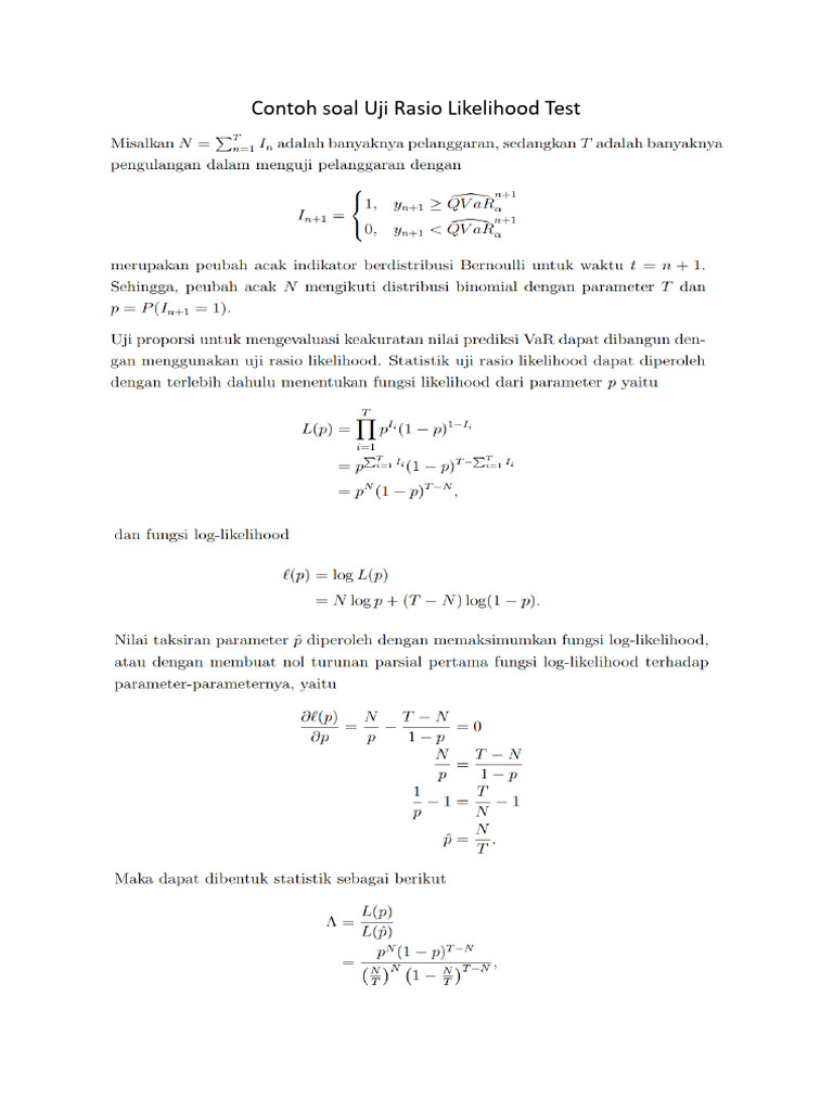 Contoh Soal Uji Rasio Likelihood Test | PDF