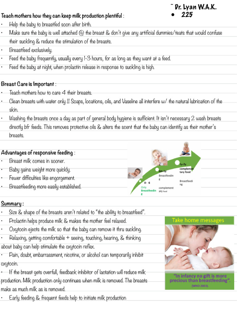 Notes - On Breast Feeding & Human Lactation | PDF