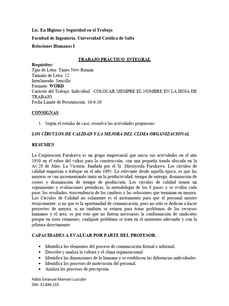 Trabajo 5 Integrador Resuelto | PDF | Business | Motivación