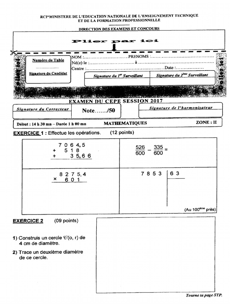 Cepe Zone2 Math 2017 | PDF