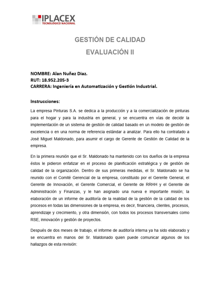 Eva - 4b Gestion de Calidad | Descargar gratis PDF | Calidad (comercial) | Business