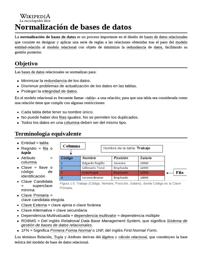 Normalización de Bases de Datos | PDF | Base de datos relacional | SQL