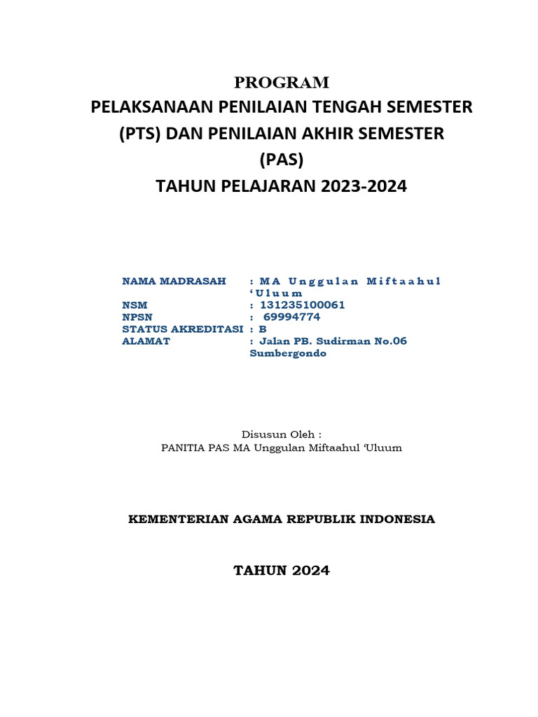 Proker Pts Dan Pas Genap 2023-2024 | PDF | Karier & Perkembangan | Bisnis