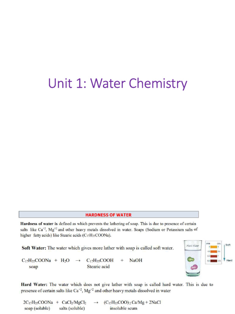 Unit1 Water Chemistry | PDF | Ion Exchange | Sodium Carbonate