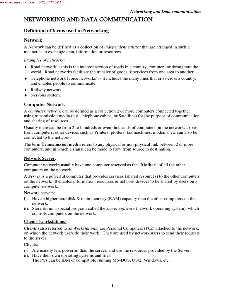 Networking And Data Communication Pdf Computer Network Transmission