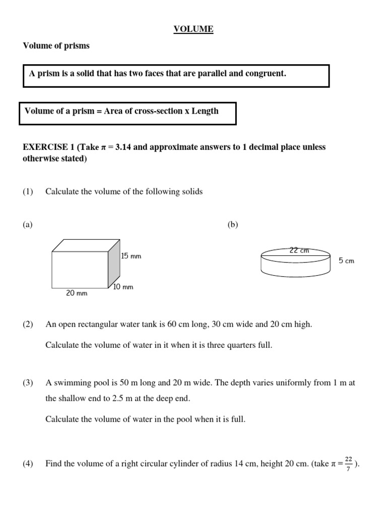 Geometry Volume Exercises | PDF | Volume | Sphere