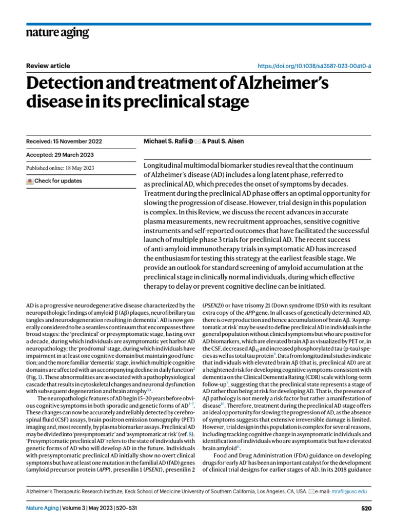 Rafii & Aisen 2023 - Detection and Treatment of Alzheimer's Disease in ...