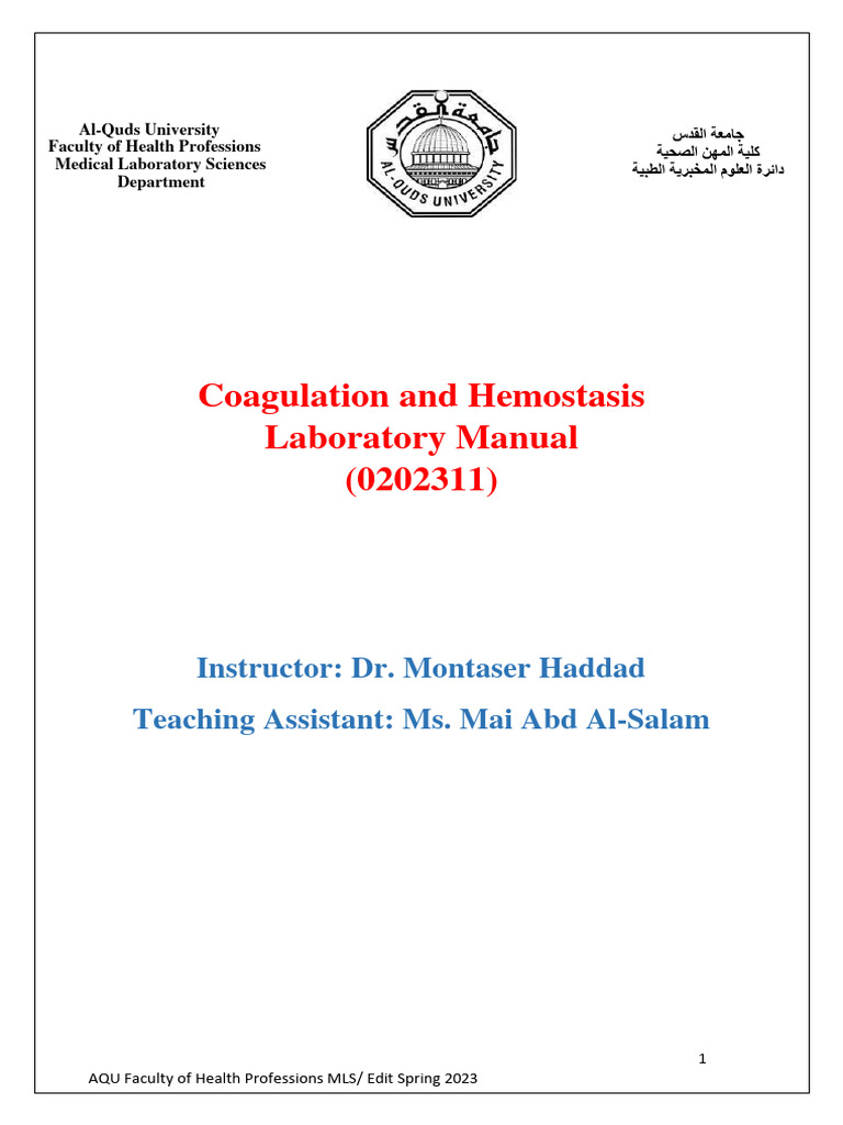 Coagulation Hemostasis - Lab 3 200224 | PDF | Bleeding | Coagulation