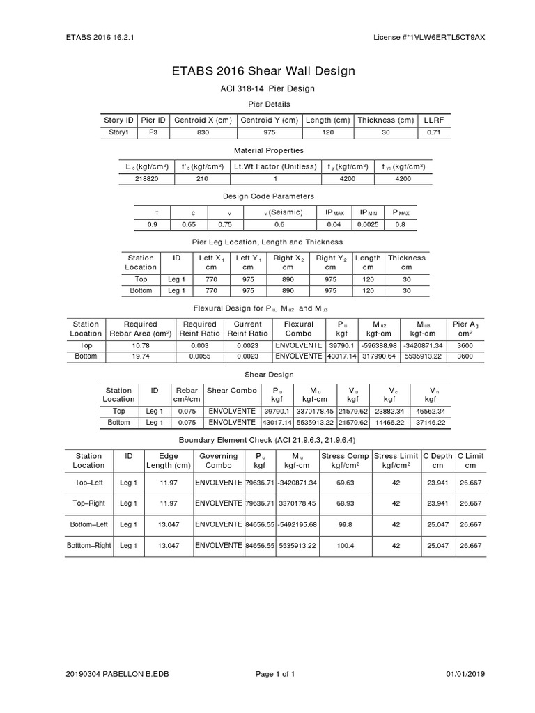 ETABS 16.2.1 Shear Wall Design | PDF | Materials | Mechanics