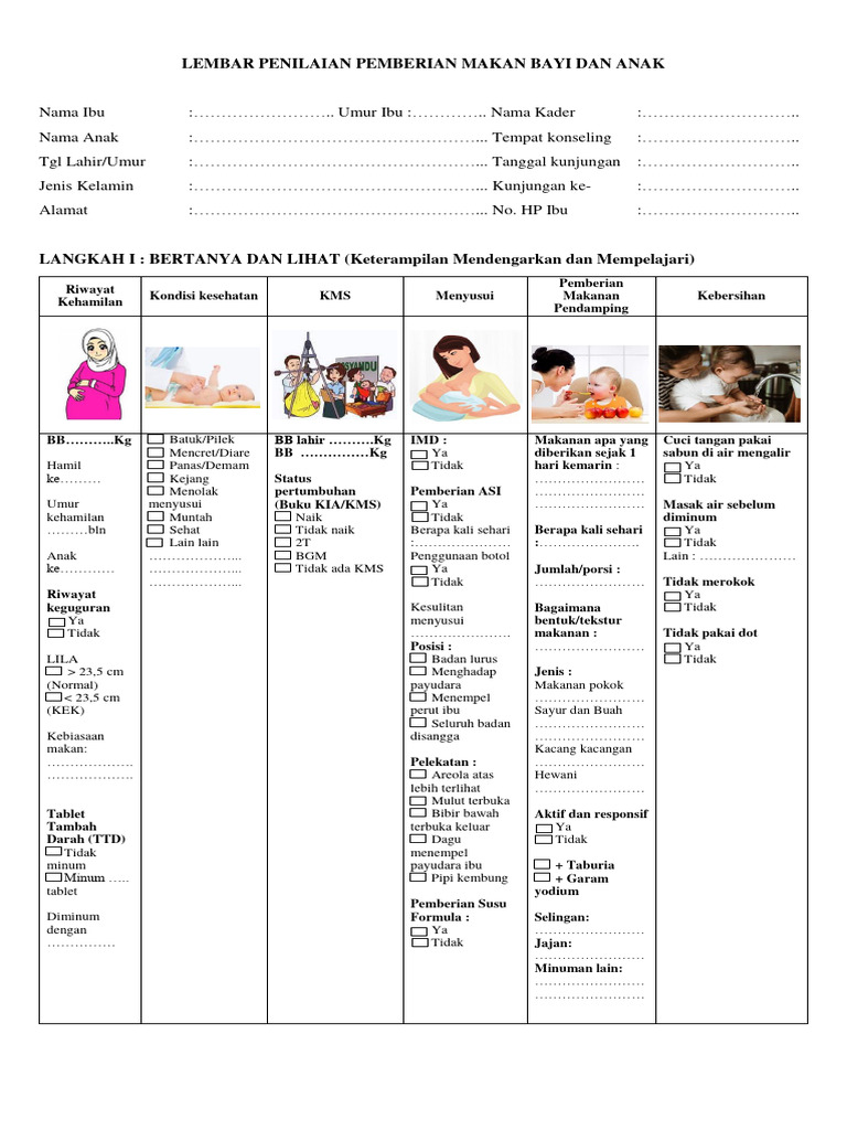 Lembar Penilaian Pemberian Makan Bayi Dan Anak | PDF Lembar Penilaian Pemberian Makan Bayi Dan Anak | PDF