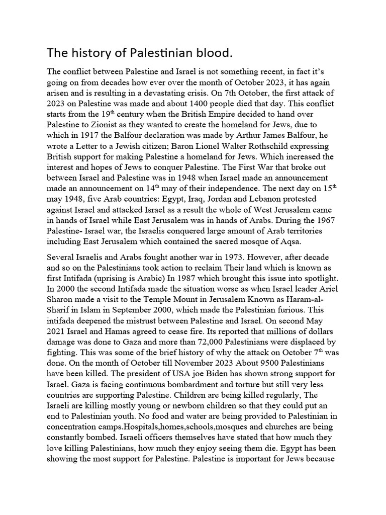 The History of Palestinian Blood | PDF | Palestinians | Israel