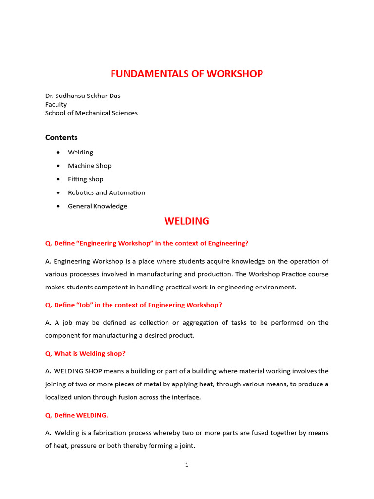 Workshop Viva (Updated) | PDF | Welding | Construction