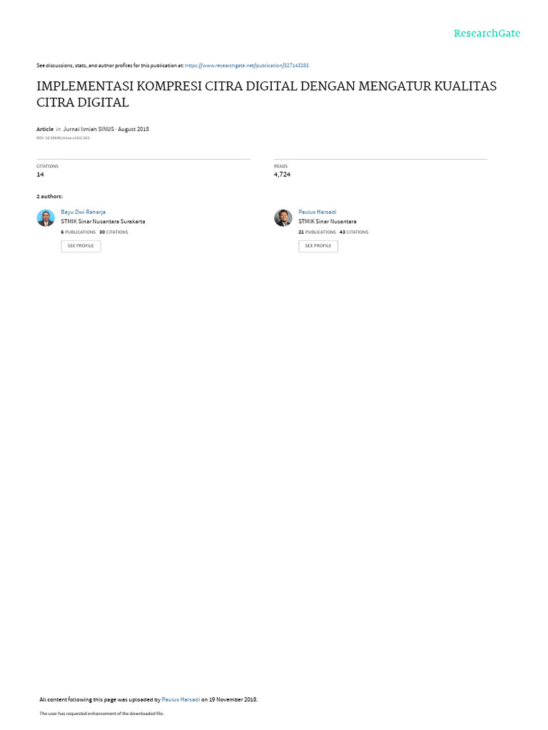 Implementasi Kompresi Citra Digital Dengan Mengatur Kualitas Citra ...